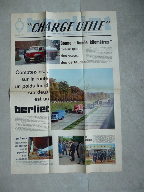 RETRO-COLLECTION ANCIENNE PUB camion Berliet-1961 -charge utile- poids ...