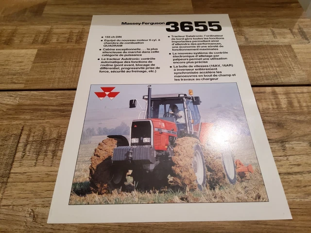 LEAFLET CATALOGUE BROCHURE tractor massey ferguson mf 3655 1989 £8.20 ...
