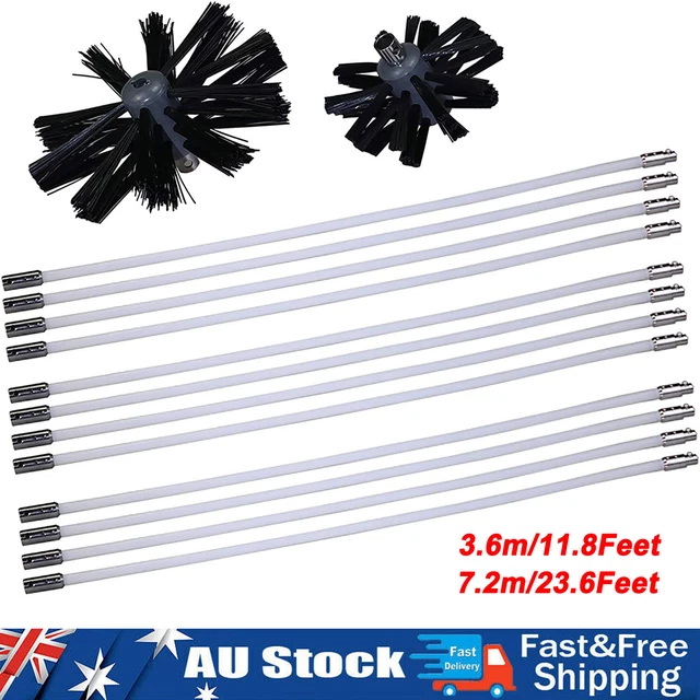 FLEXIBLE CHIMNEY SWEEP Flue Sweeping Brush Rod Kit Soot Cleaning Rods 3 ...