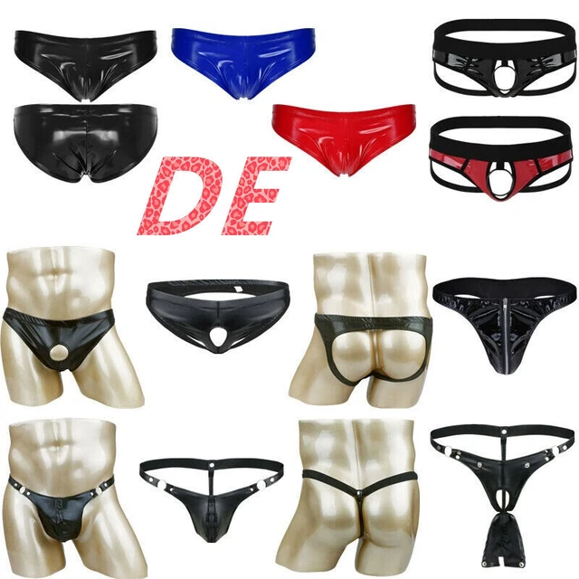 De Herren Wetlook Slips Tanga Lack Leder String Tanga Sexy Unterhose