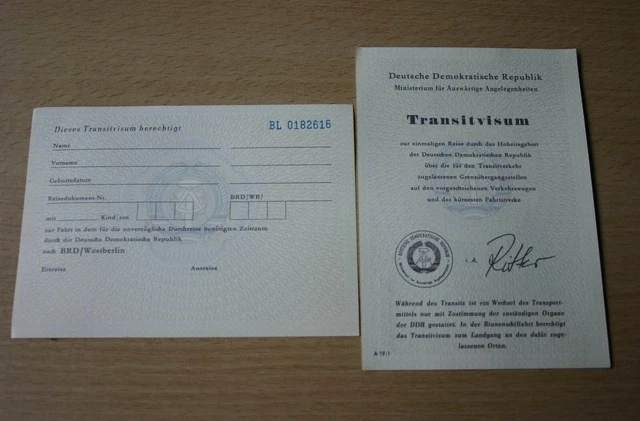 ORIGINAL DDR TRANSITVISA mit Wasserzeichen, Transitvisum Urkunde ...