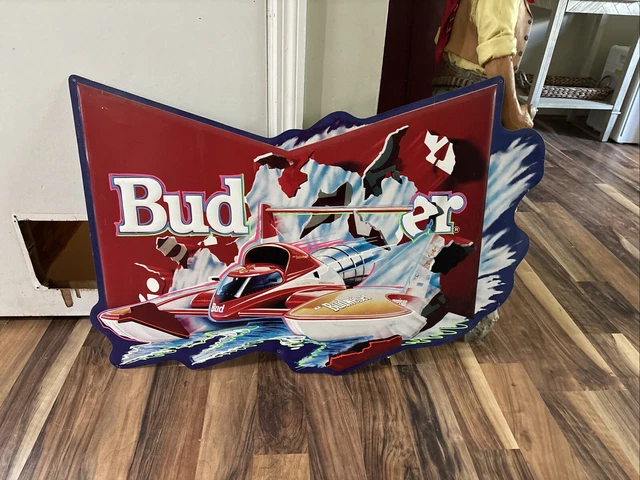 VINTAGE BUDWEISER BEER Sign Hydroplane Boat Racing Miss Budweiser ...