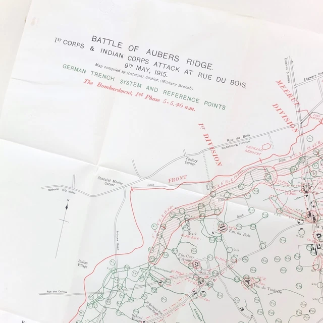 WW1 1915 Battle Of Aubers Ridge German Trench System Map Army Ordnance ...