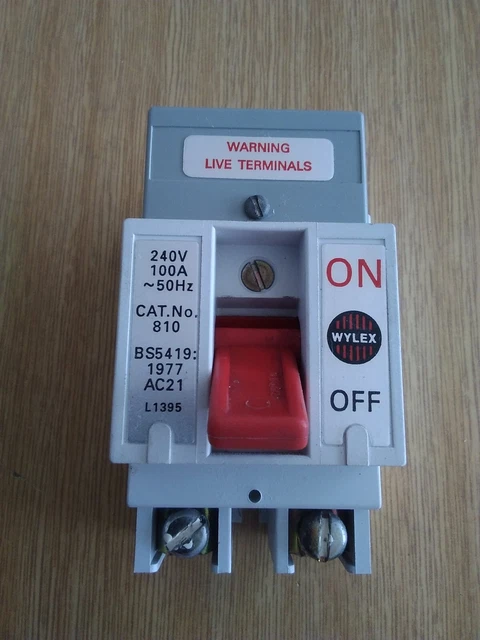 WYLEX 100A MAIN Switch / Isolator Cat No 810 BS 5419 1977 AC21 L1395 ...