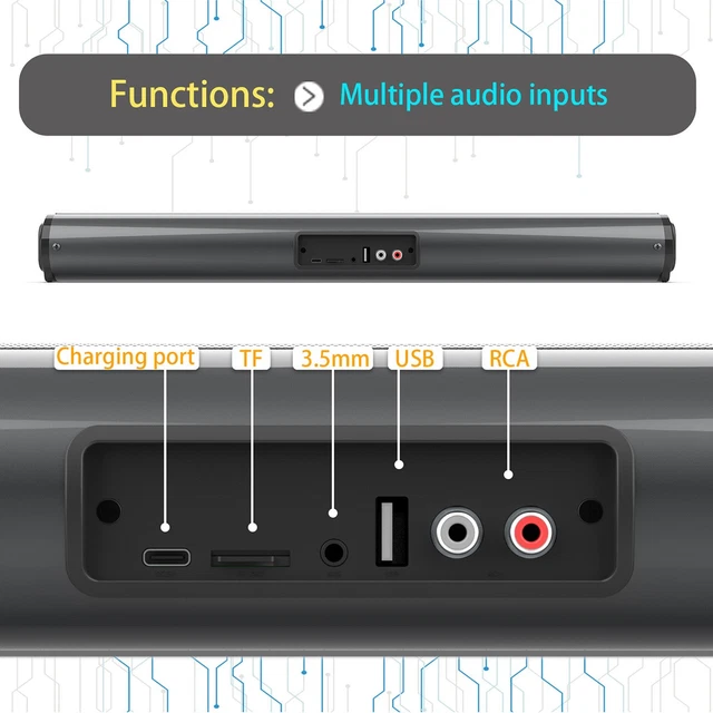 TV HOME THEATER Soundbar Wireless Bluetooth Sound Bar Speaker System ...