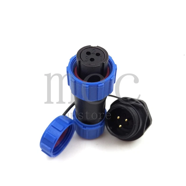 WATERPROOF IP68 SP13 3 pin Male Female Panel Mount Wire Cable Aviation ...