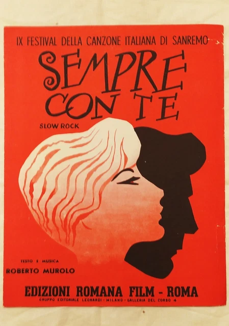 SPARTITO MUSICALE FORMATO grande SEMPRE CON TE - Sanremo1959 - Di ...