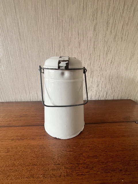VINTAGE WHITE ENAMEL Billy Dairy Milk Can Churn £15.00 - PicClick UK