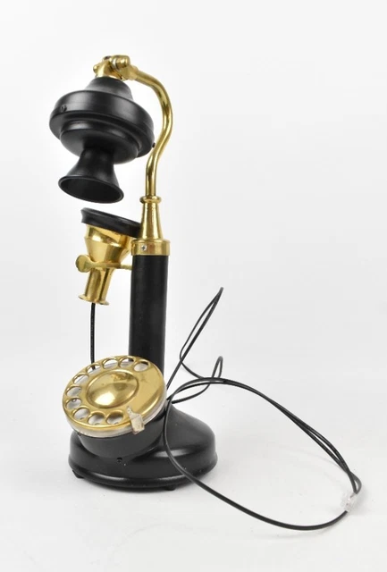REPRODUCTION VINTAGE STYLE Candlestick Telephone Black Metal & Brass ...