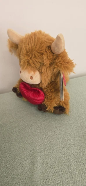KEEL TOYS KEELECO 18 cm Plush Highland Cow With Red Heart Bnwt £11.99 ...
