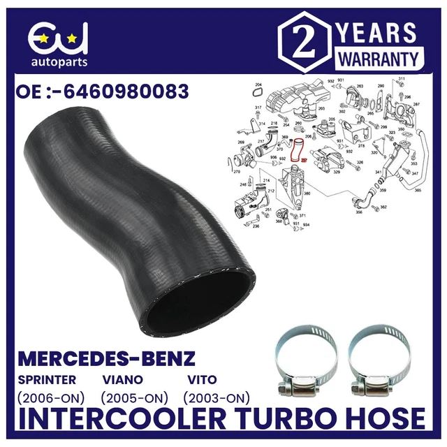 FOR MERCEDES SPRINTER W906 Viano Vito W639 Intercooler Turbo Hose Pipe ...
