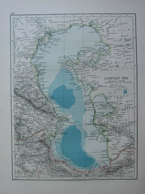 1913 CARTE DE La Mer Caspienne Trans Province Caspienne Derbend ...