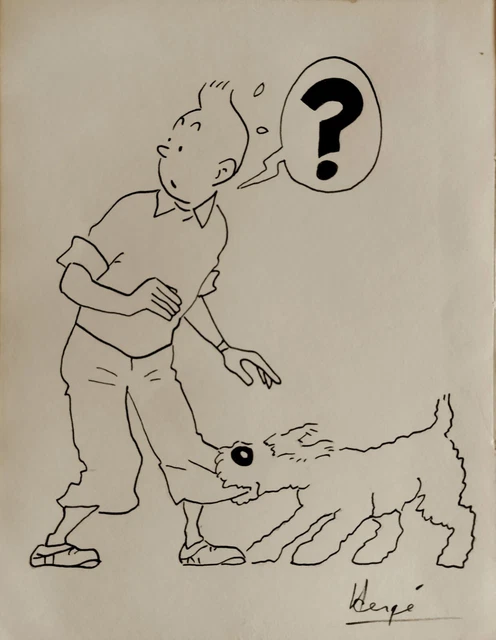 (SOLDES-50%!!!) DESSIN PORTRAIT de Tintin d'après Hergé (drawing Hergé ...