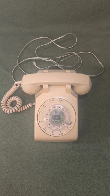 VINTAGE ROTARY PHONE-STROMBERG Carlson Desktop w/ Chord. Beige ...