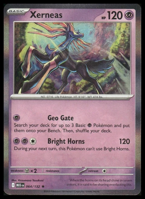 POKEMON ME01: MEGA Evolution #064/132 Xerneas Holo Border £1.60 ...