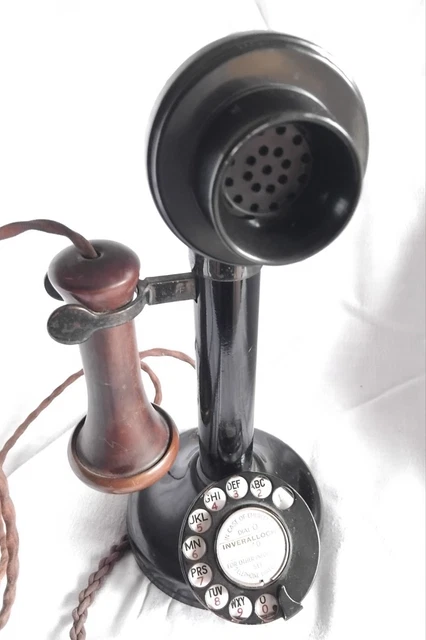 VINTAGE OLD ANTIQUE 1920s candlestick telephone dial phone heavy metal ...