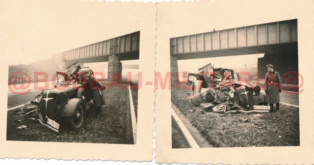 V175 FOTOS WEHRMACHT Adler PKW Unfall crash Autobahn RAB Luftwaffe WL ...