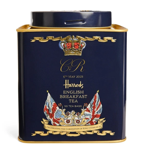 HARRODS KING CHARLES III Coronation 2023 Tea Caddy 50 Teabags, New EUR ... HARRODS KING CHARLES III Coronation 2023 Tea Caddy 50 Teabags, New EUR ...