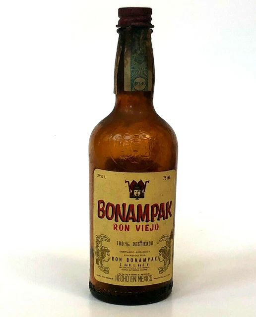 VINTAGE BONAMPAK RON Viejo Miniature Liquor Bottle Made Mexico Spanish ...