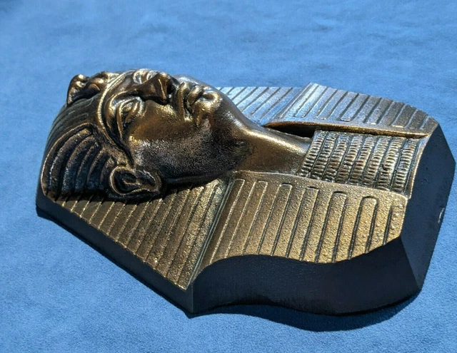 VINTAGE ART DECO Heavy Cast Metal Pharaoh Bust Wall Hanging Signed DB ...