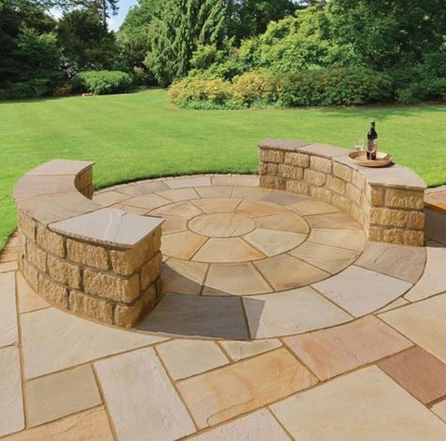 CAMEL BUFF 3M Circle Natural Indian Sandstone paving Patio Slabs £2.00 ...