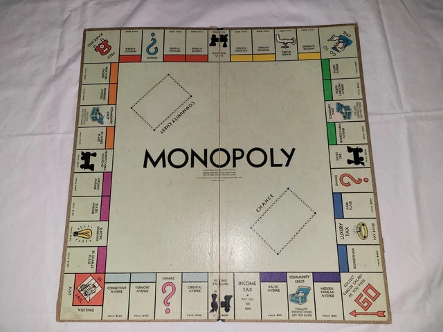 VINTAGE 1946 MONOPOLY Board Parker Bro, 1954 Monopoly Game Pieces $30. ...
