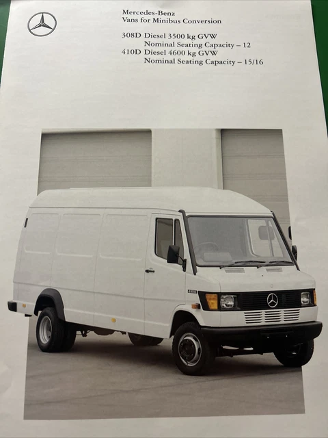 MERCEDES BENZ 308D 410D Van For Minibus Conversion Sales Info Brochure ...