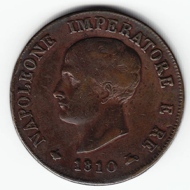 KINGDOM OF NAPOLEON 1 soldo 1810-M C3.2 Cu Milan HIGH GRADE - VERY NICE ...