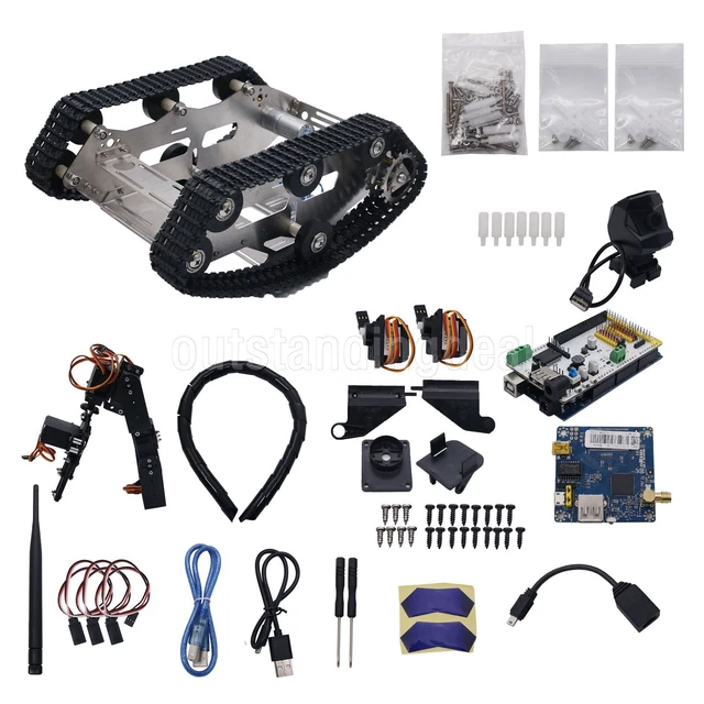 WIFI ROBOT TANK Kit DIY Smart Robotic Car Kit + A1 Robot Arm Standard ...