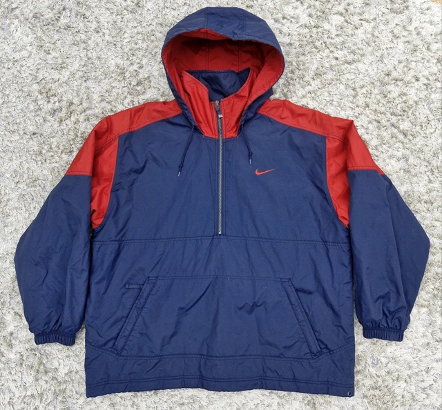 VINTAGE NIKE 90'S Quarter Zip Smock Red Blue Jacket Size Medium/Large ...
