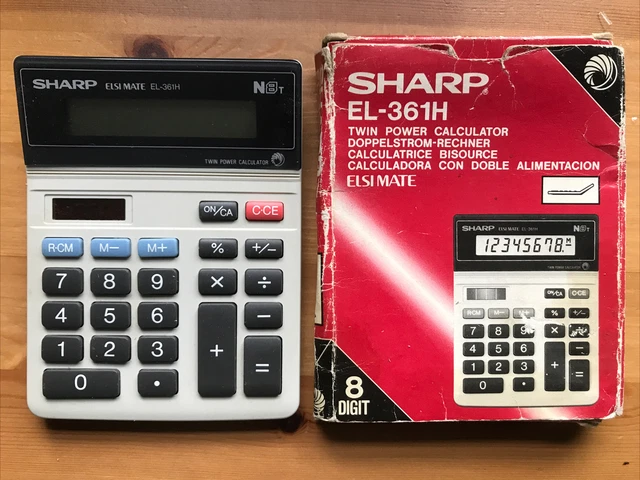 RETRO VINTAGE SHARP Elsi Mate EL-361H Calculator 1980s 1990s Large ...