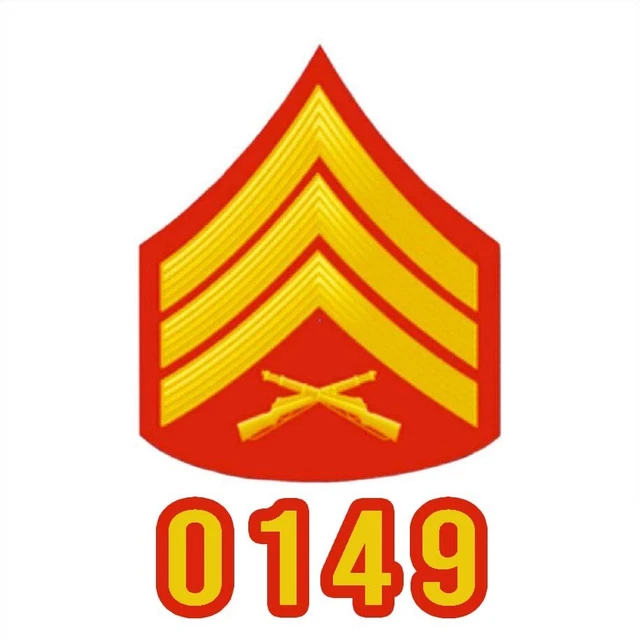 USMC SERGEANT E-5 Rank 0149 MOS US Marine Corps Licensed 5 Inch Decal ...