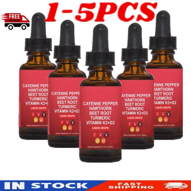 1-5X PEPPER SUPPLEMENT Liquid Drops + Hawthorn Berry, Vit amin D3 K2 ...