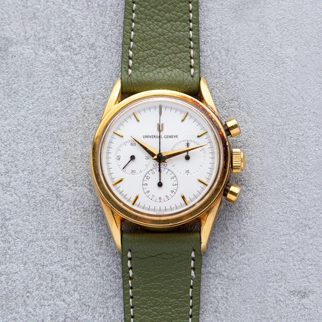 UNIVERSAL GENÈVE COMPAX Chronograph 18ct Gold Full Set Lemania 1873 EUR ...