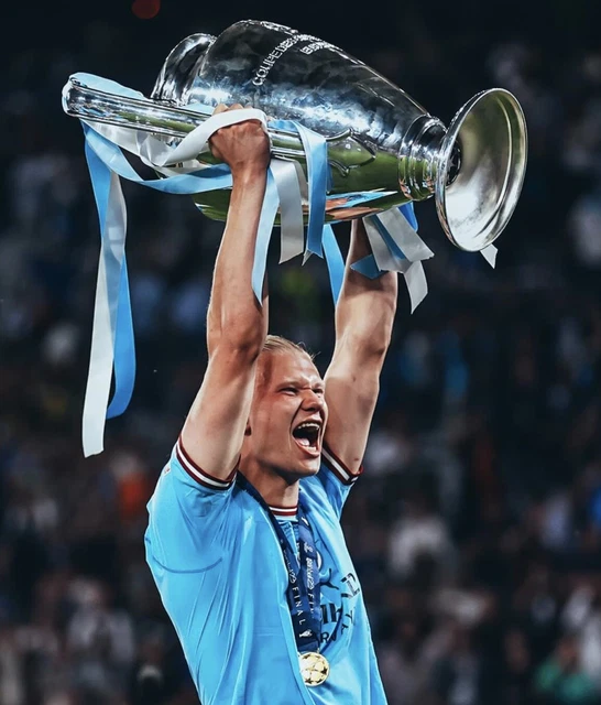 ERLING HAALAND 10X8 Manchester City CHAMPIONS LEAGUE Trophy Photograph ...