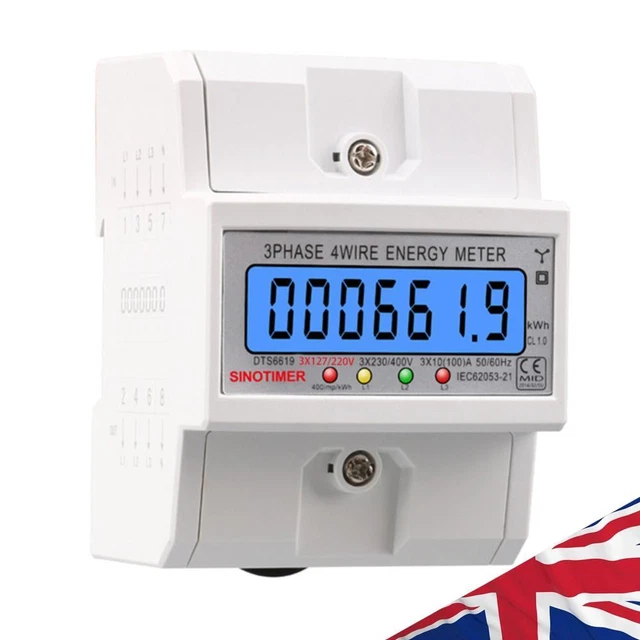 DIN RAIL ELECTRIC Meter 50/60HZ 3 Phase 4 Wires Electric Energy Meter ...