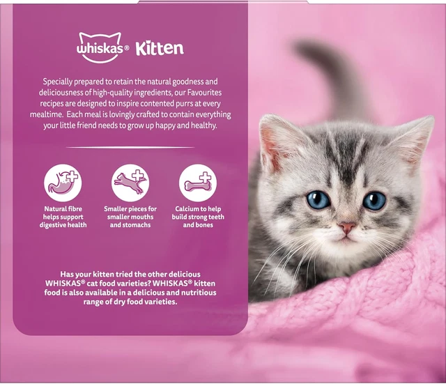 KITTEN 2-12 MONTHS Wet Cat Food with Chicken Favourites in Gravy 85G ...