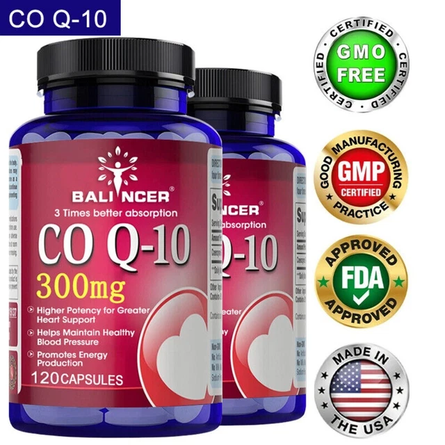 COQ10 UBIQUINONE HIGH Absorption Q10 Coenzyme Vegetarian Capsules 300mg ...