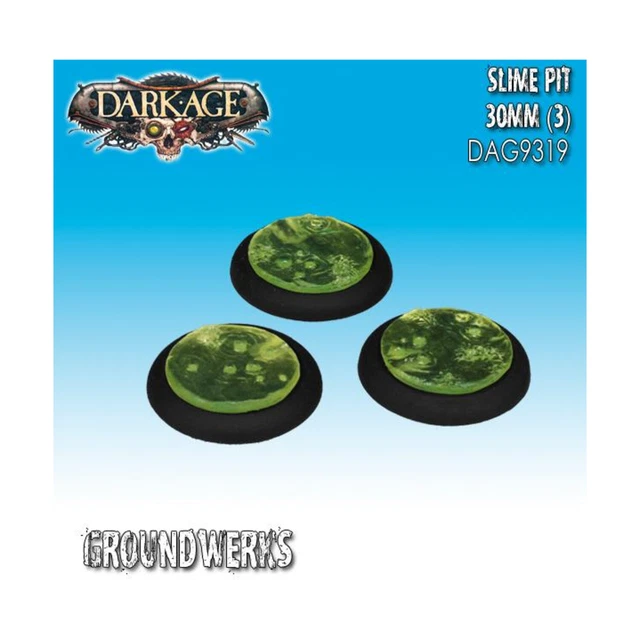 DARK AGE GAMES Mini Base 30mm Groundwerks Base Inserts - Slime Pit Pack ...