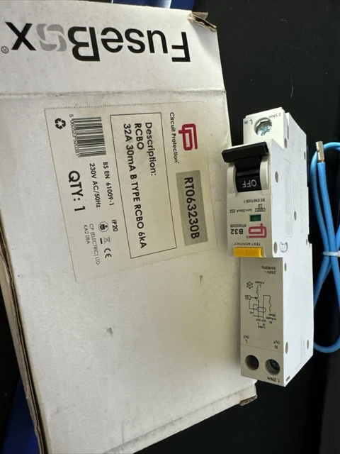 FUSEBOX RT063230B - 32A 30mA Type B RCBO New £15.00 - PicClick UK