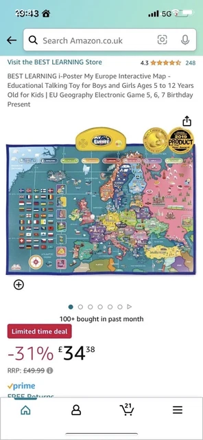 BEST LEARNING I-POSTER My Europe Interactive Map - Educational Talking ...