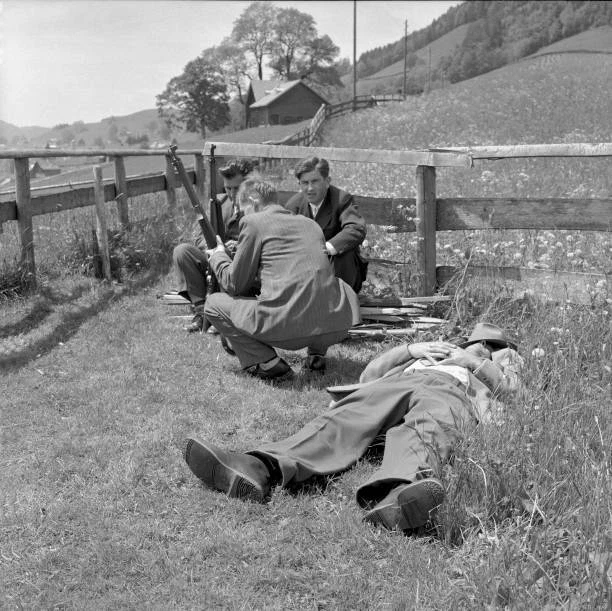 MARKSMAN DOZING DURING the commemoration 550 years Battle of S- 1955 ...