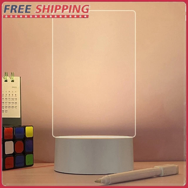 LED BEDROOM LAMP Rewritable Acrylic DIY Message Board Light for Home ...