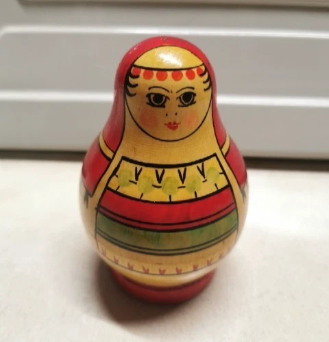 ENSEMBLE DE POUPÉES gigognes empilable en bois MATRIOCHKA 5 pièces USSR ...