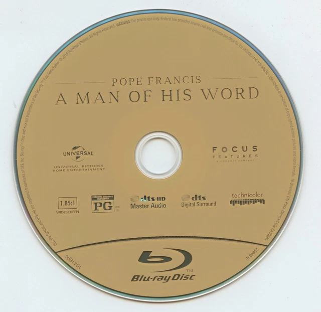 POPE FRANCIS: A Man of His Word (2018) Blu-ray Disc Only $9.99 ...