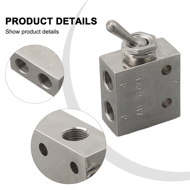 VALVES & MANIFOLDS Pneumatic Valve Rectangle Mechanical Silver Tone NC ...