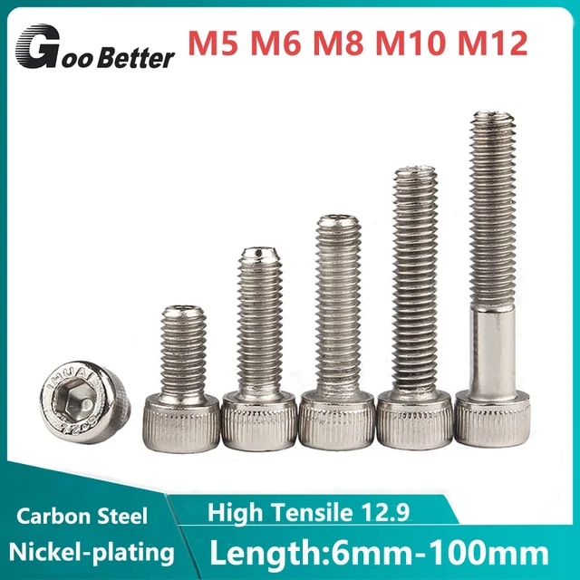 M5 M6 M8 M10 M12 Allen Key Bolts Socket Cap Screws Hex Head Nickel ...