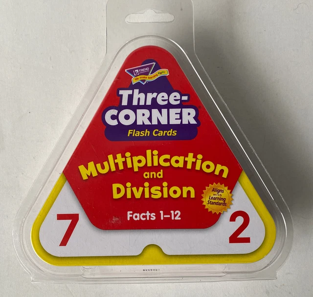 THREE CORNER FLASH Cards 48 Pack Multiplication & Division NEW ...