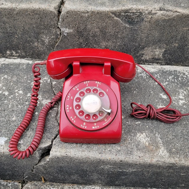 VINTAGE RED ROTARY Telephone Western Electric Bell System Batman ...