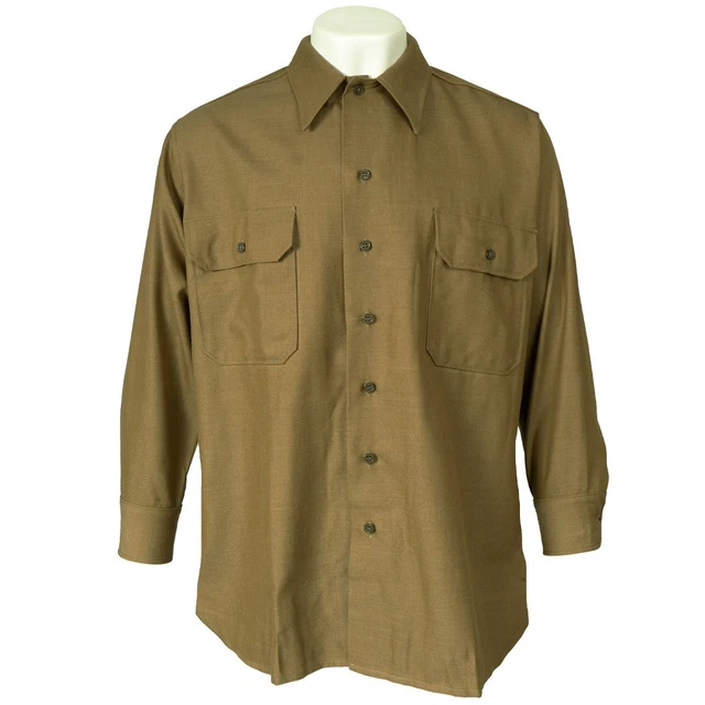 WW2 US ARMY Enlisted Man Field Shirt - Repro Wool Flannel OD Top £89.95 ...